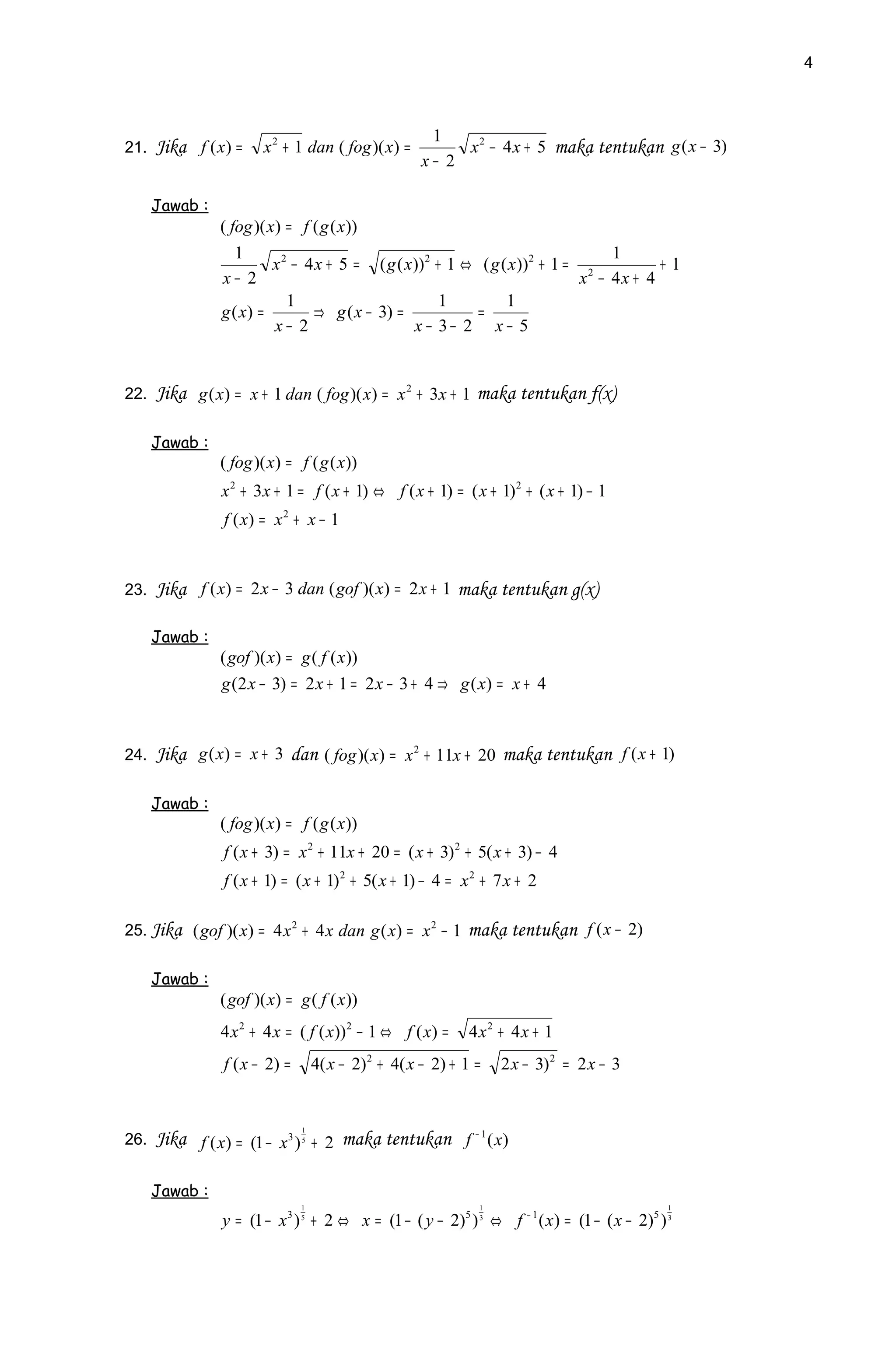 Fungsi komposisi-soal+jawab | PDF