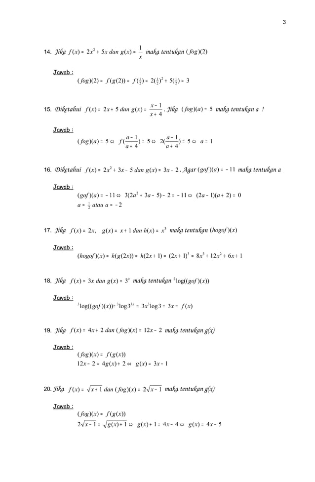 Fungsi komposisi-soal+jawab | PDF