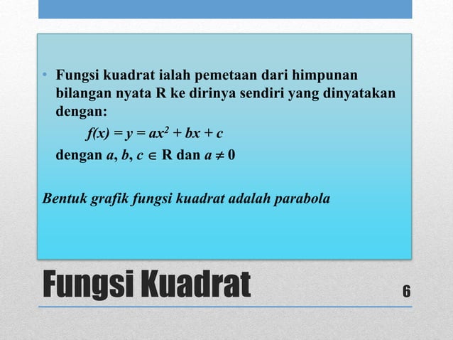 Fungsi Kuadrat dan Aplikasinya | PPTX