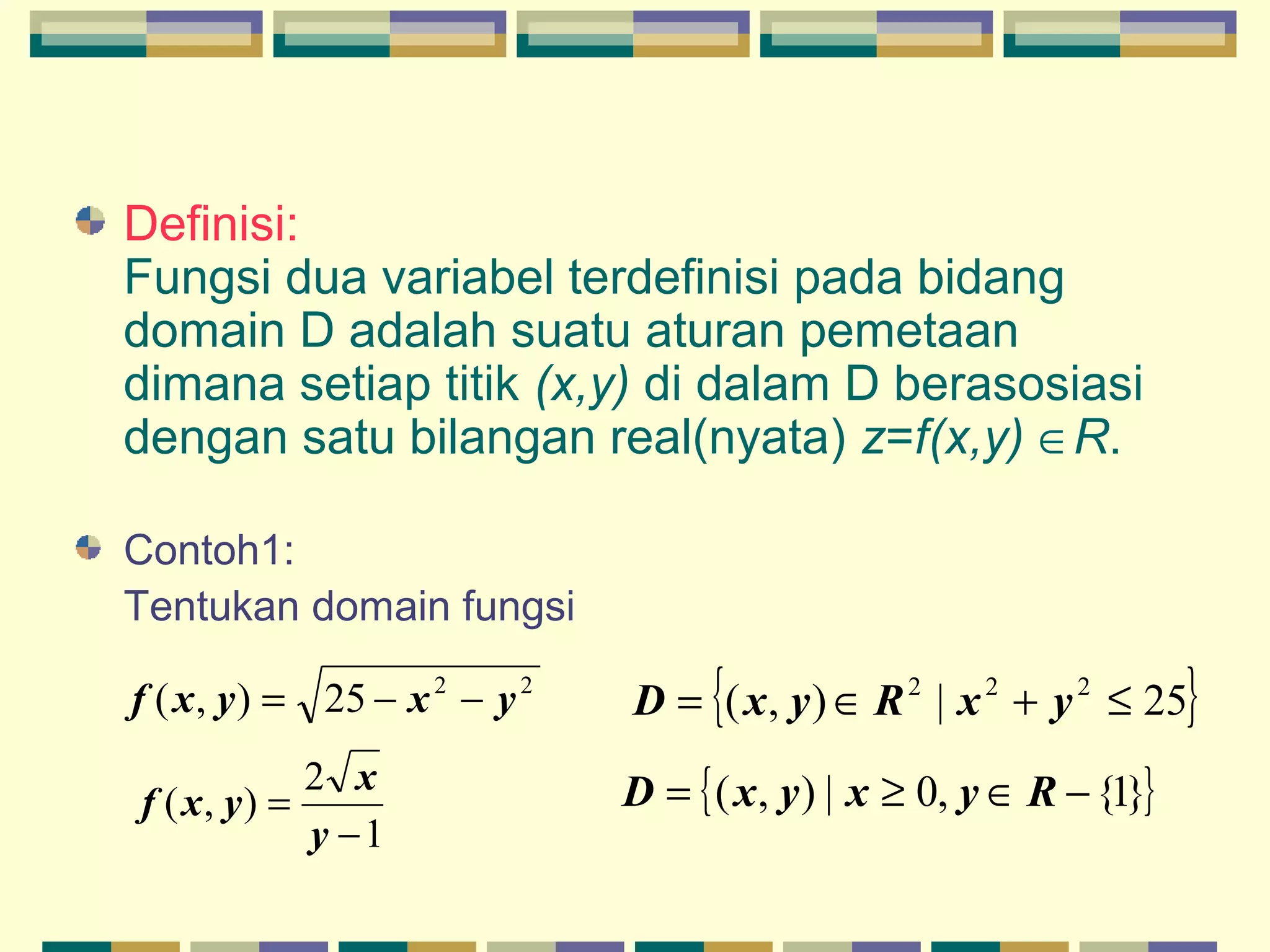 Fungsi beberapa varibel peubah banyak | PPT