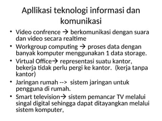 fungsi-teknologi-informasi aplikasi sebuah jaringan | PPT