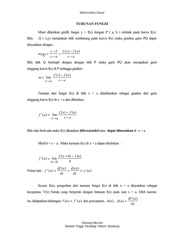 Fungsi turunan-aljabar matematika | PDF