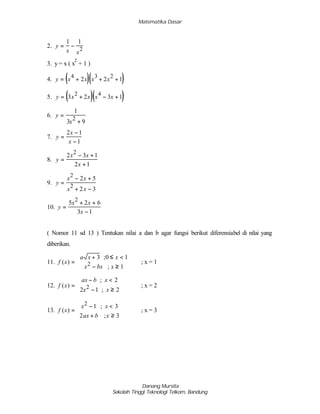 Fungsi turunan-aljabar matematika | PDF
