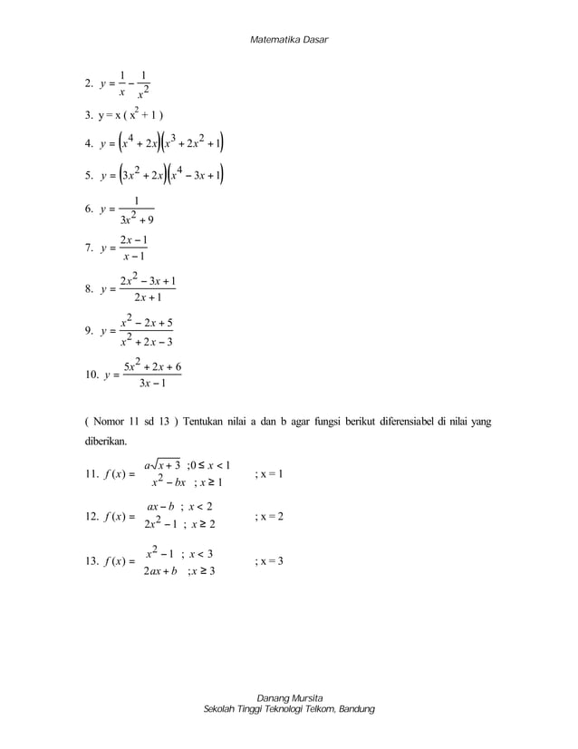Fungsi turunan-aljabar matematika | PDF