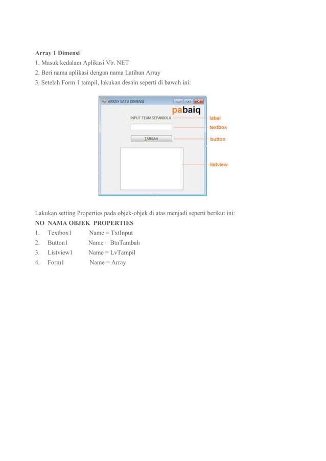 Fungsi Array Pada Vb Docx