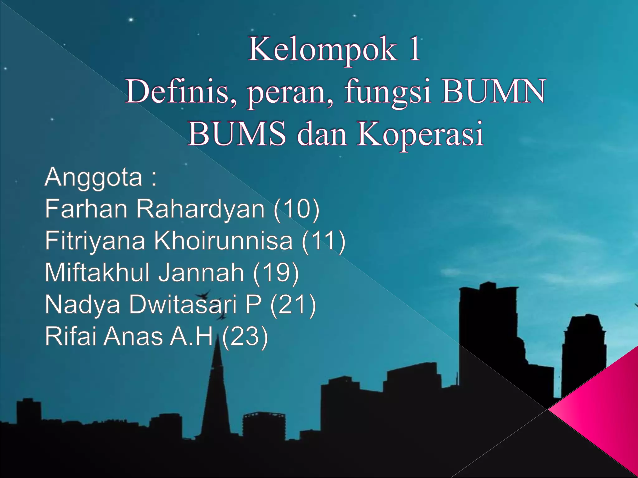 Definis, Peran, Fungsi BUMN, BUMS, Koperasi | PPTX