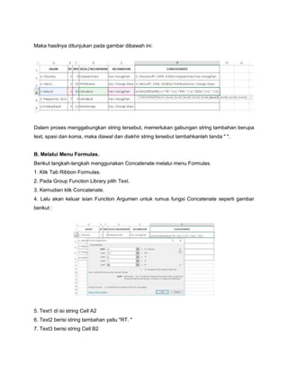 Fungsi concatenate di excel dan cara menggunakannya | PDF