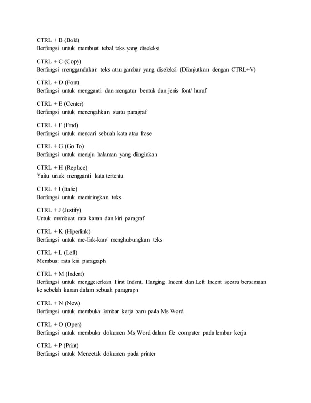 Fungsi ctrl di ms word