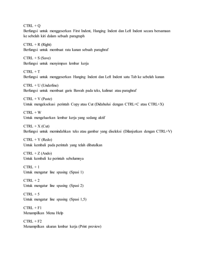Fungsi ctrl di ms word