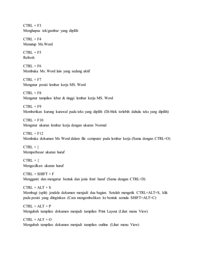 Fungsi ctrl di ms word
