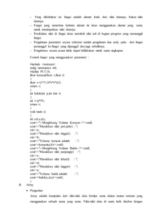 Fungsi dan Array Pada C++ | PDF