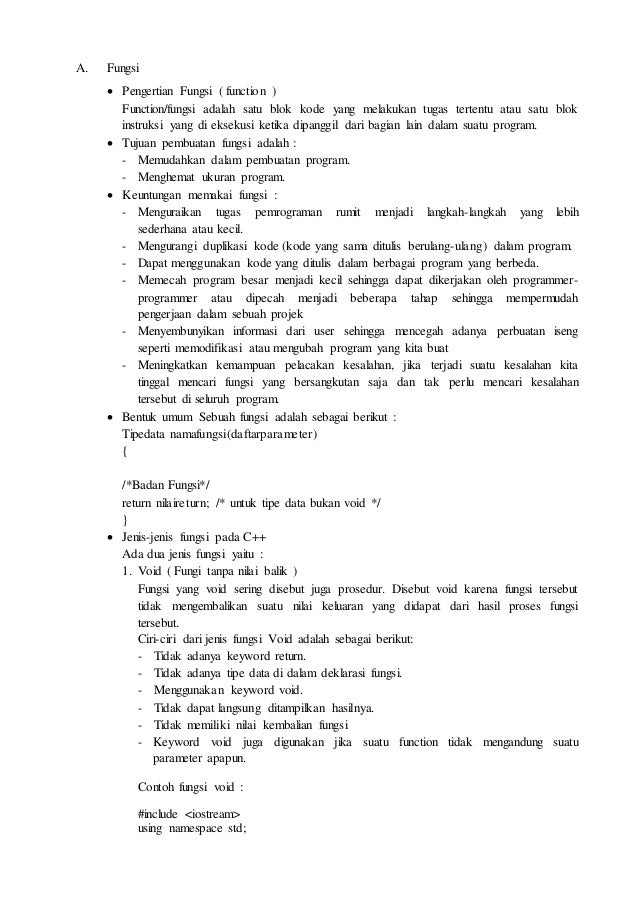 Fungsi dan Array Pada C++ Fungsi dan Array Pada C++