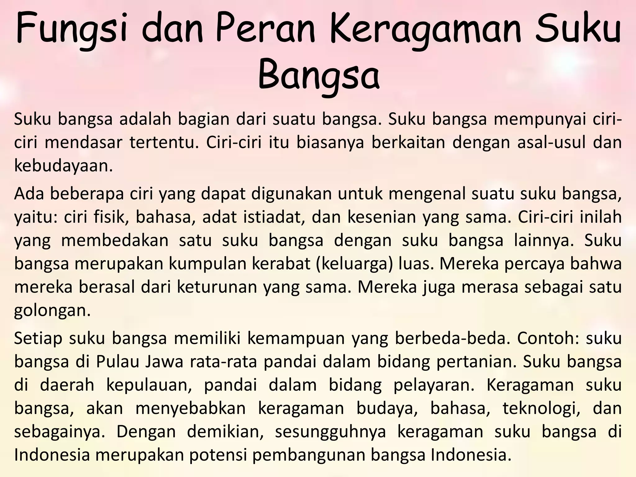 Fungsi dan peran keragaman sosial budaya dalam pembangunan nasional | PPTX