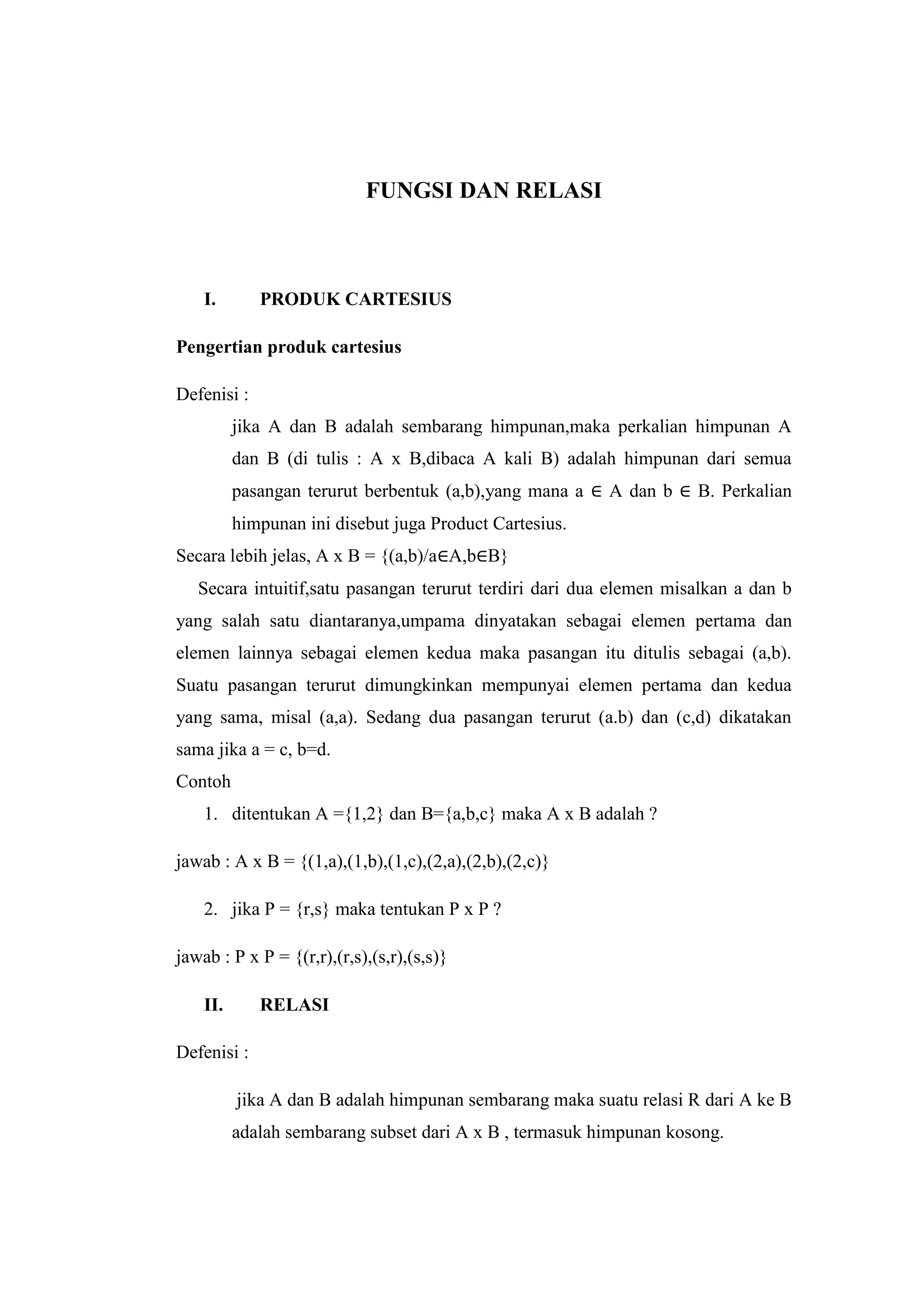 Fungsi dan relasi | DOCX