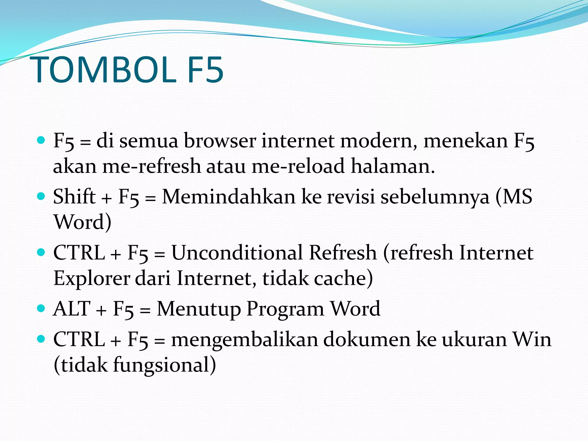 Fungsi dari f1 sampai f12 pada keyboard | PPTX
