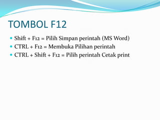 Fungsi dari f1 sampai f12 pada keyboard | PPT