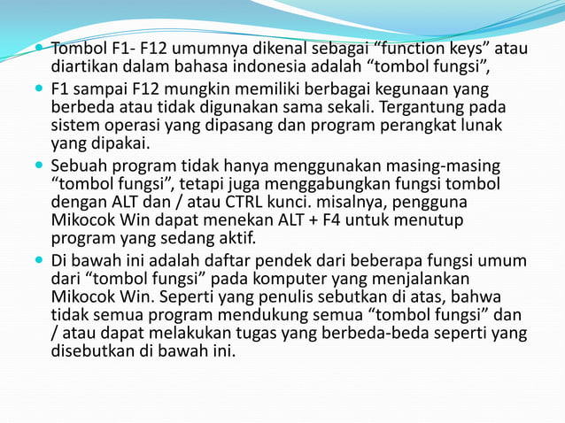 Fungsi Dari F1 Sampai F12 Pada Keyboard Ppt