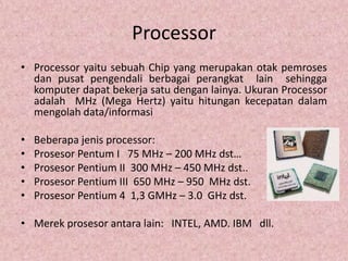 Fungsi dasar komponen komputer | PPTX