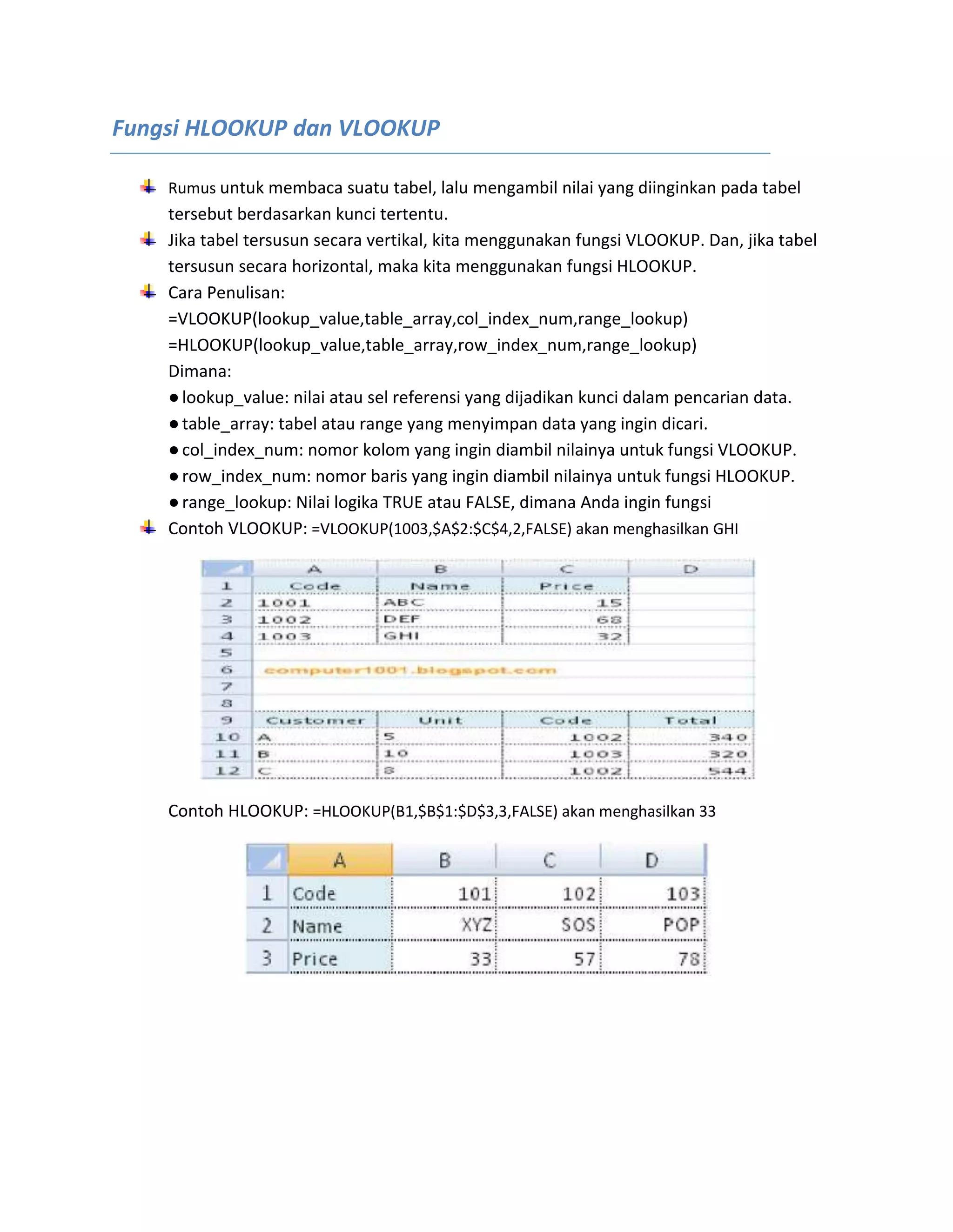 Fungsi dasar rumus microsoft excel | DOCX