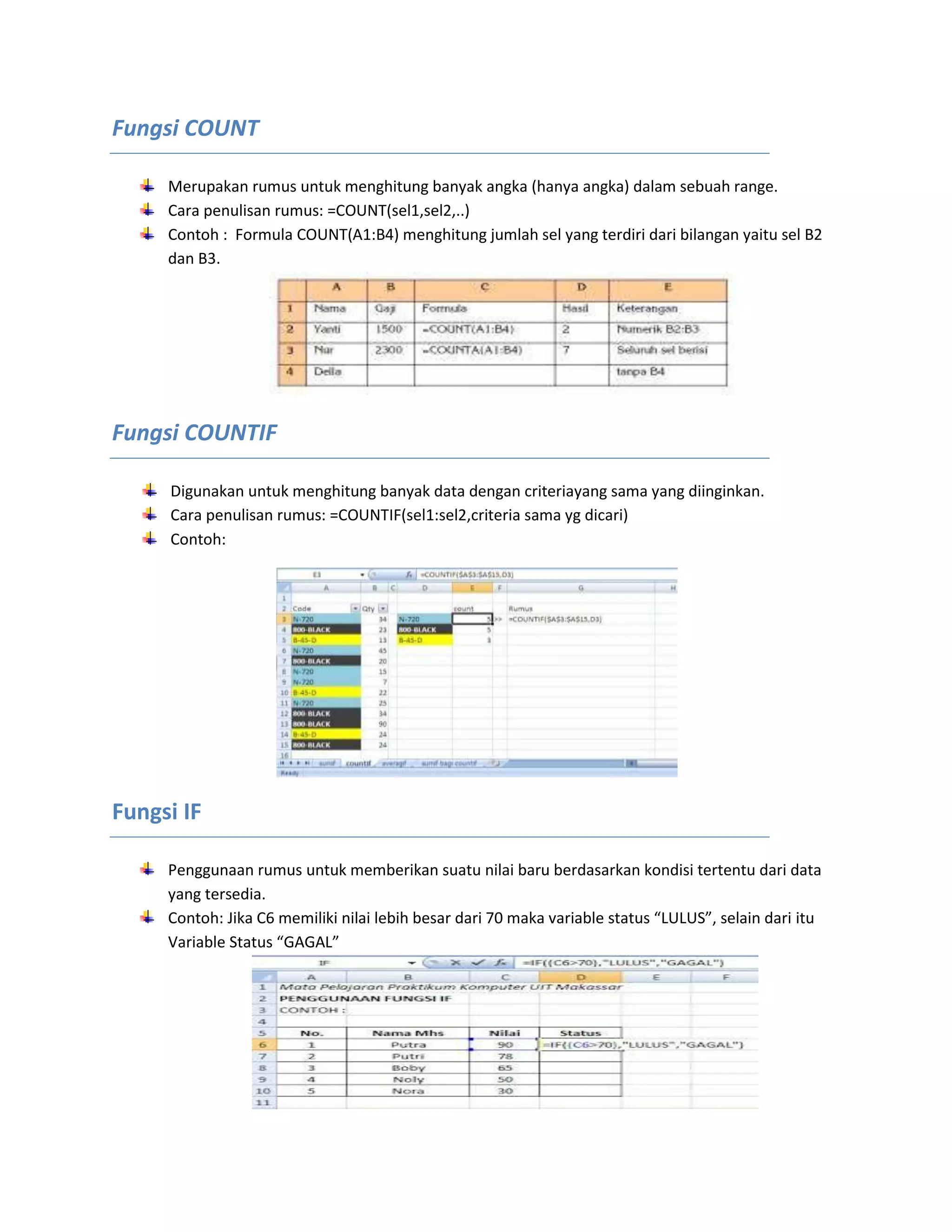 Fungsi dasar rumus microsoft excel | DOCX
