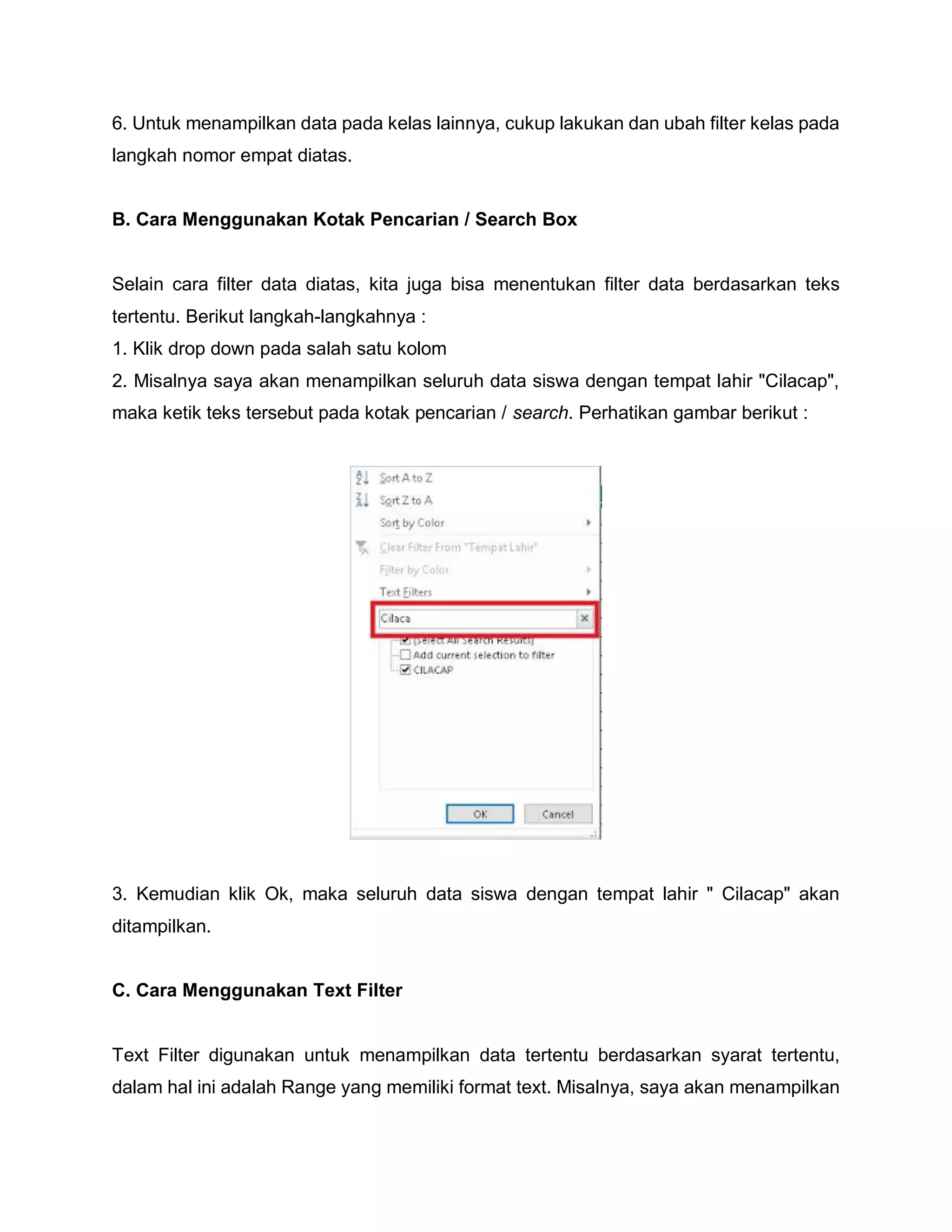 Fungsi filter dan cara menggunakannya di excel | PDF
