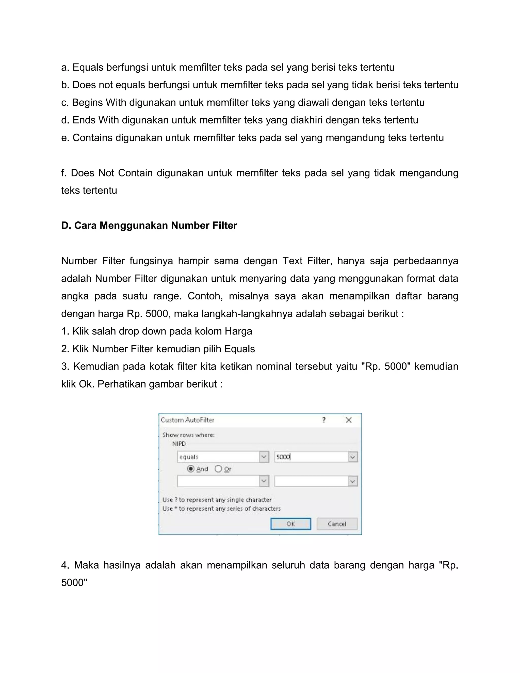 Fungsi filter dan cara menggunakannya di excel | PDF
