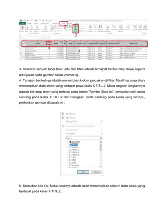 Fungsi filter dan cara menggunakannya di excel | PDF
