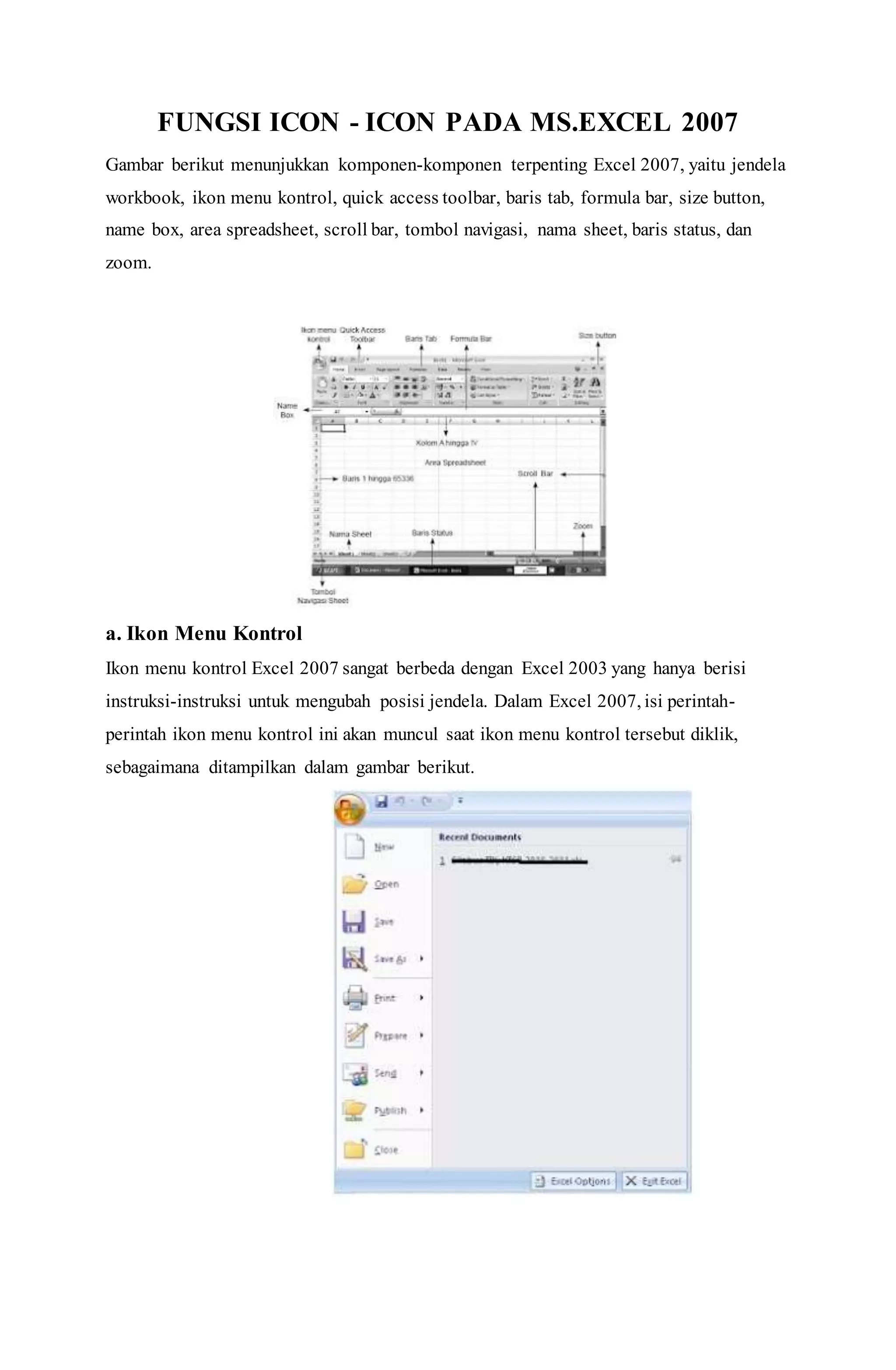 Fungsi Icon Icon pada ms.excel 2007 | DOCX