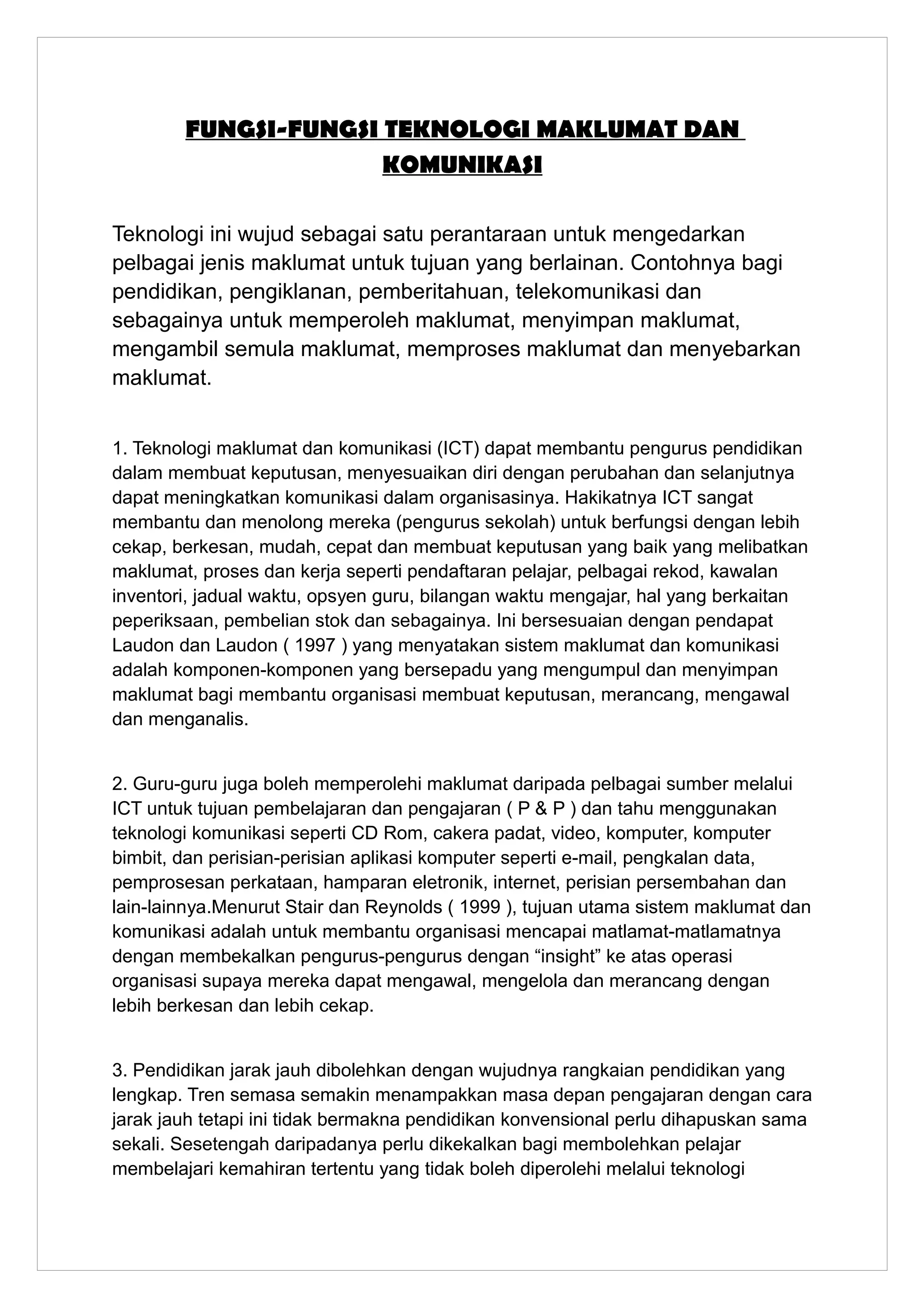 Fungsi ict | PDF