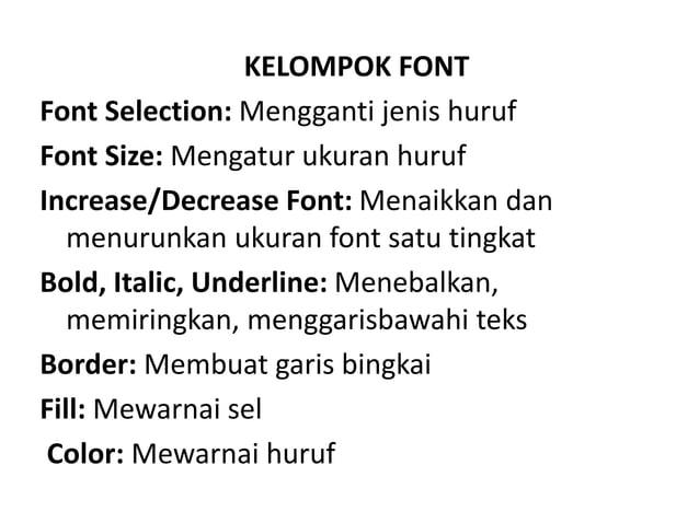 Fungsi Ikon Toolbars Pada Microsoft Excel Pptx