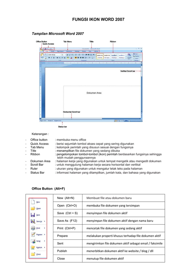 Fungsi ikon Ms. Word 2007 | DOCX