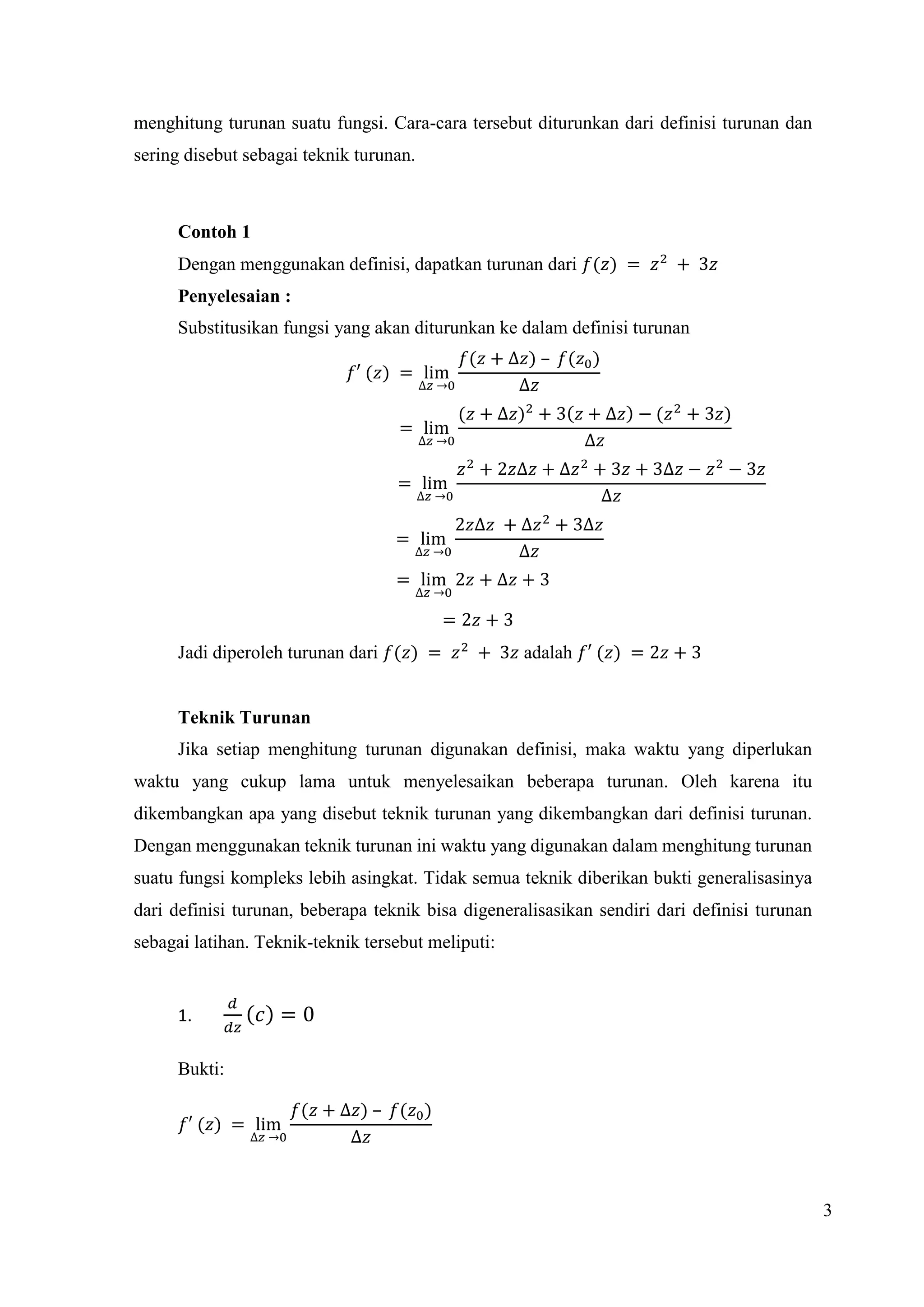 FUNGSI KOMPLEKS - TURUNAN DAN ATURAN RANTAI | PDF