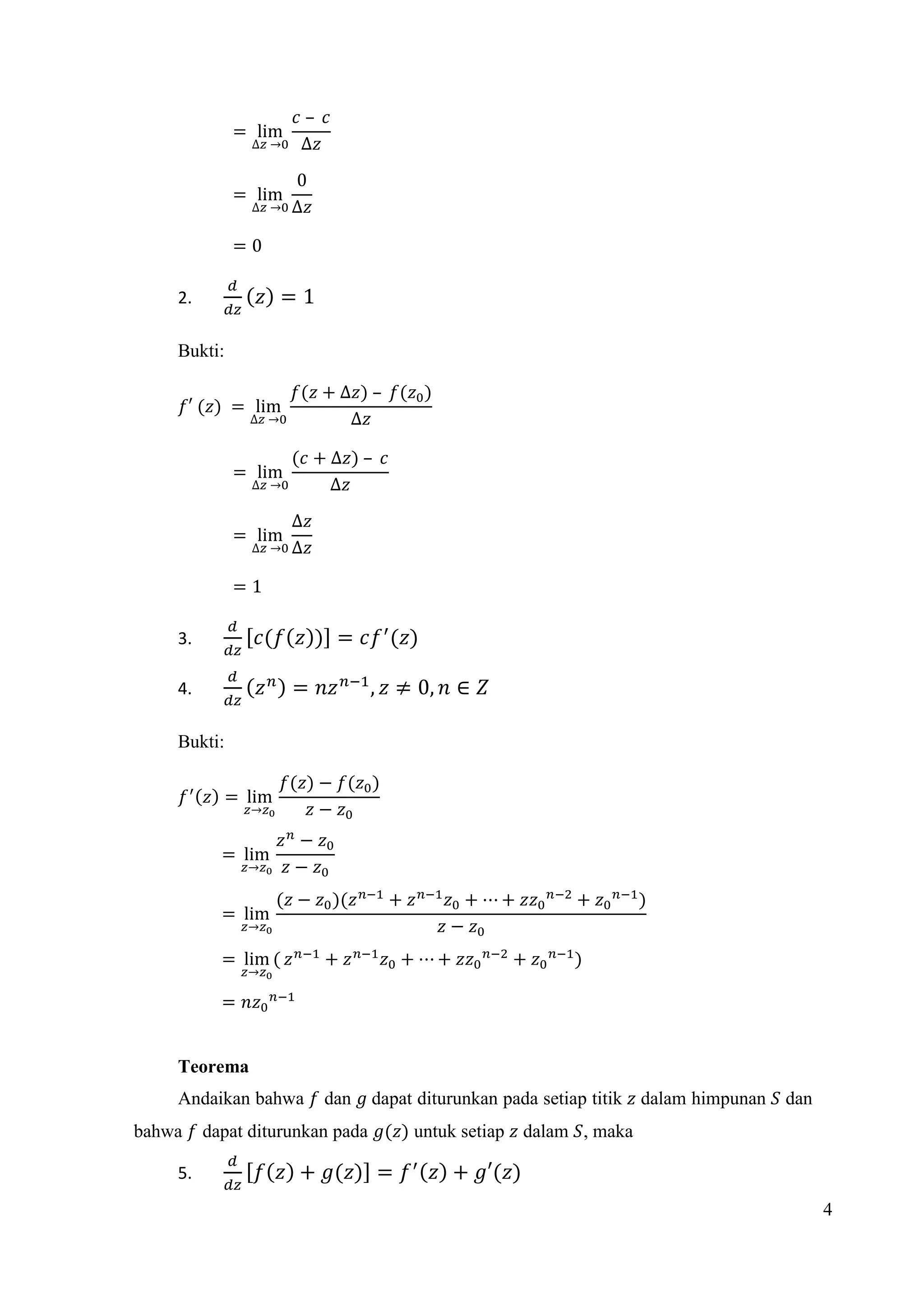 FUNGSI KOMPLEKS - TURUNAN DAN ATURAN RANTAI | PDF