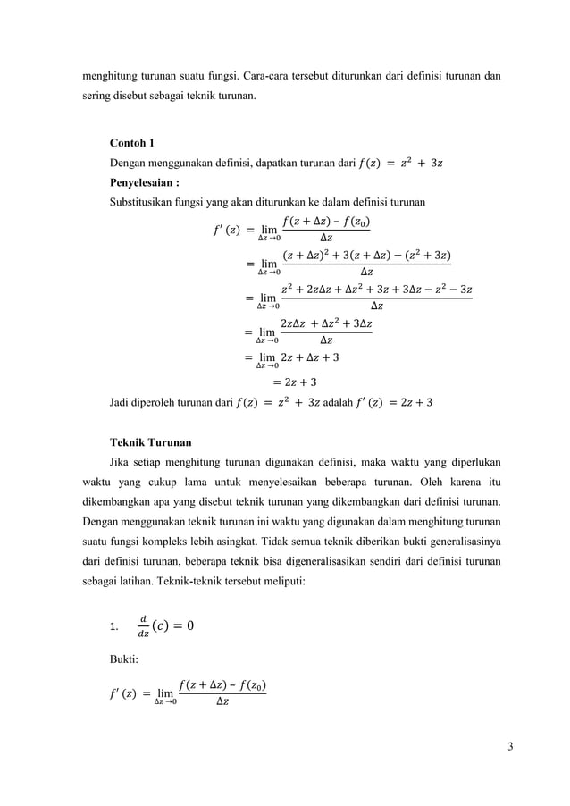 FUNGSI KOMPLEKS - TURUNAN DAN ATURAN RANTAI | PDF