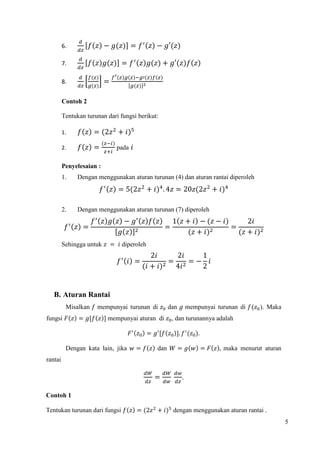 FUNGSI KOMPLEKS - TURUNAN DAN ATURAN RANTAI | PDF