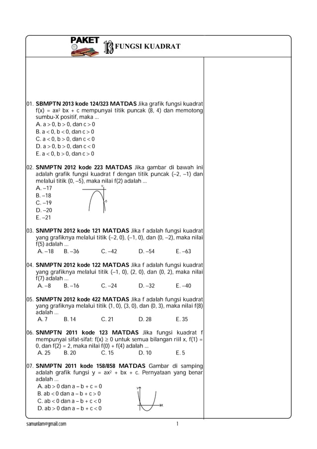 Fungsi kuadrat | PDF