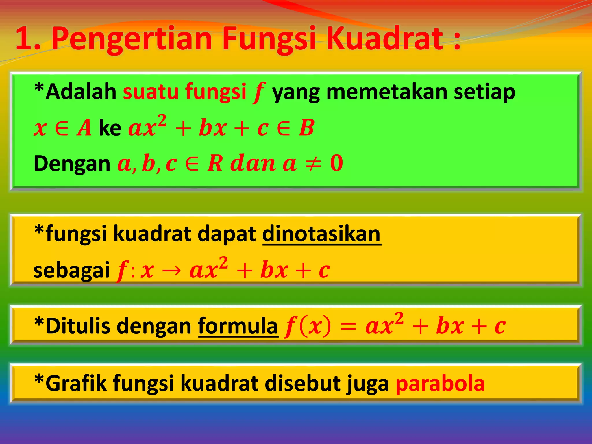 Fungsi Linear, Kuadrat dan Rasional (part2) | PPTX