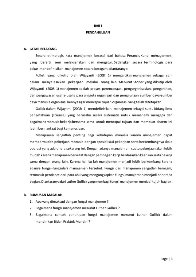 Fungsi manajemen menurut luther gullick | DOCX