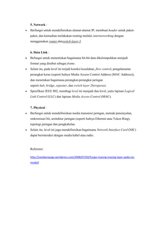 Fungsi masing2 osi layer | PDF