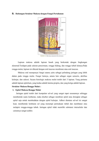 Fungsi mukosa rongga mulut sebagai pertahanan pertama tubuh | PDF