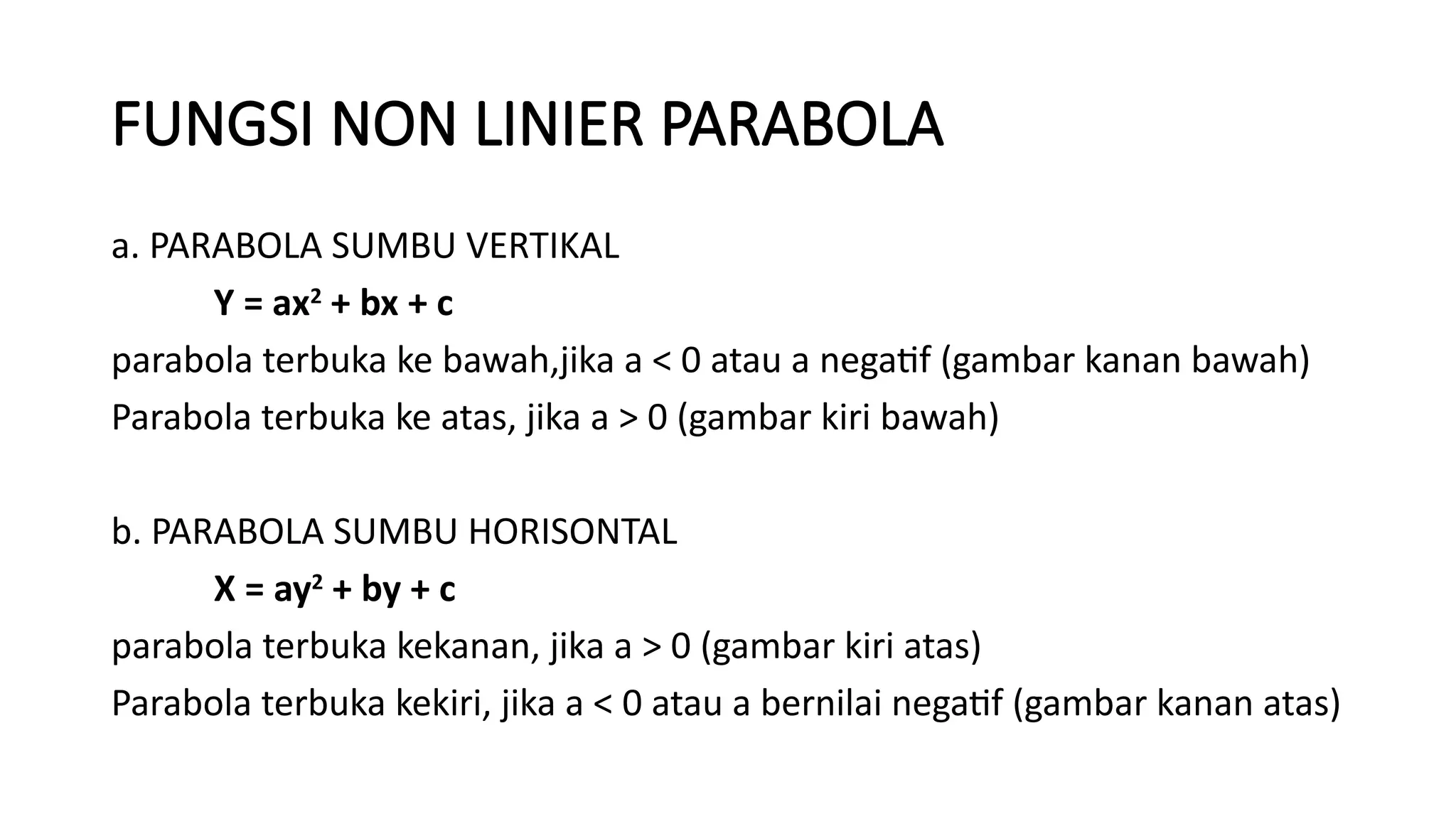 FUNGSI NON LINIER PARABOLA MATEMATIKA EKONOMI.pptx