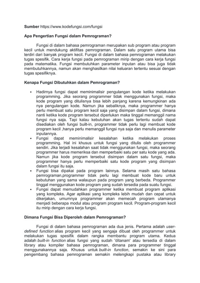 funsi pada php, cara menuliskan fungsi-fungsi | DOCX