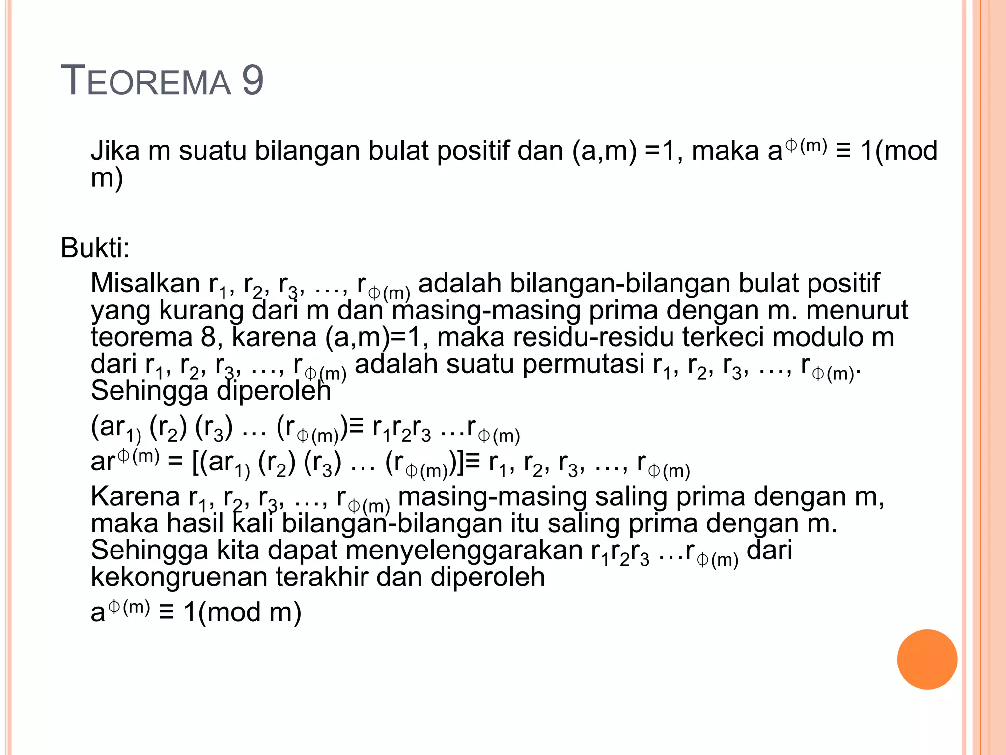 Fungsi phi dan teorema euler | PPTX