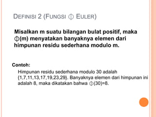 Fungsi phi dan teorema euler | PPTX