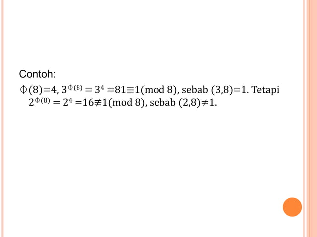 Fungsi phi dan teorema euler | PPTX