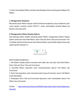 Fungsi ribbon excel | PDF