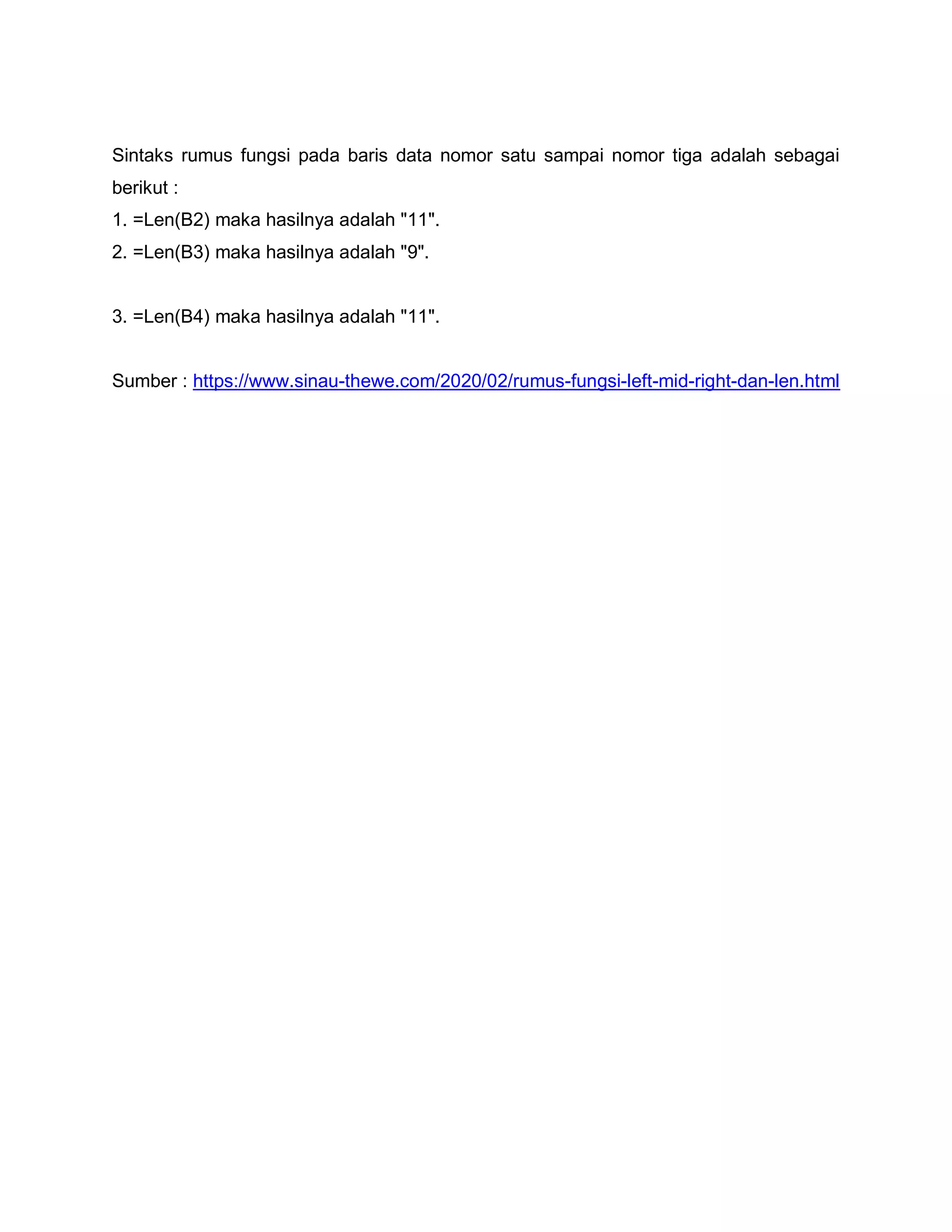 Fungsi rumus left, right, len dan cara menggunakanya | PDF