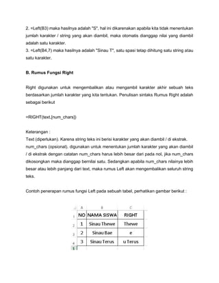 Fungsi rumus left, right, len dan cara menggunakanya | PDF