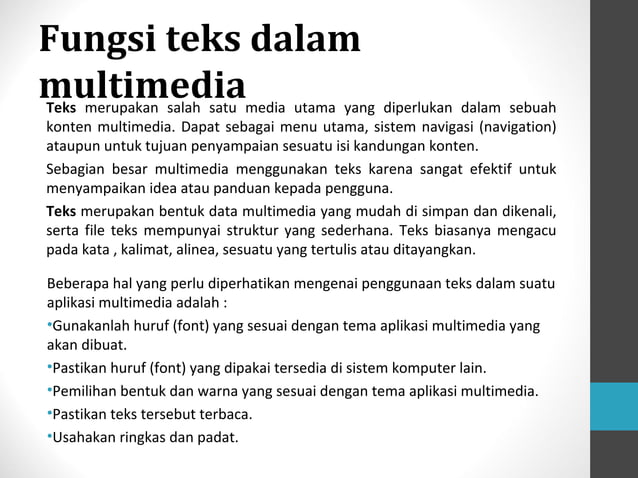 Fungsi teks dalam multimedia | PPT