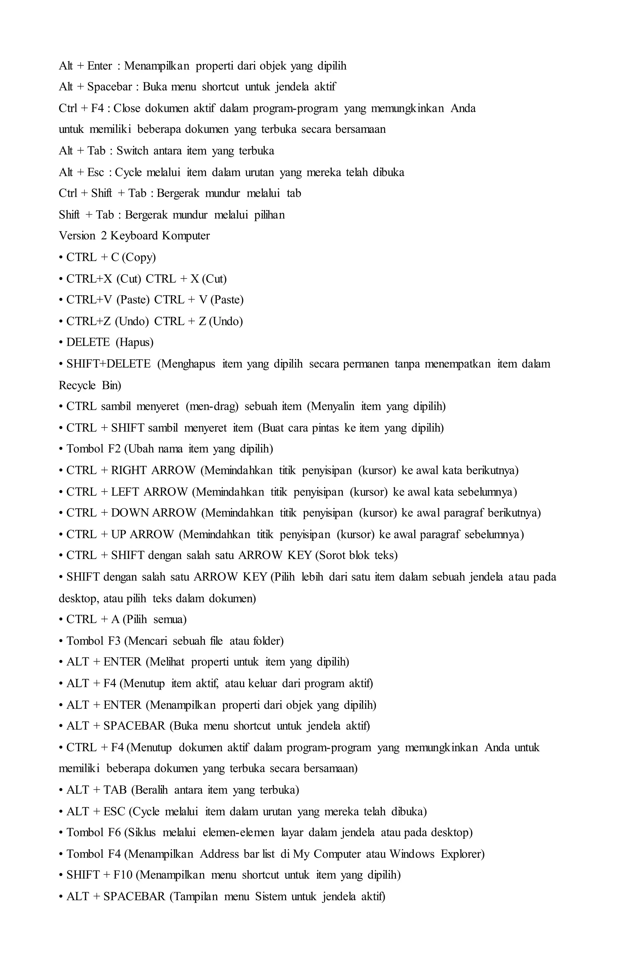 Fungsi Tombol Tombol Keyboard Komputer Lengkap | DOCX